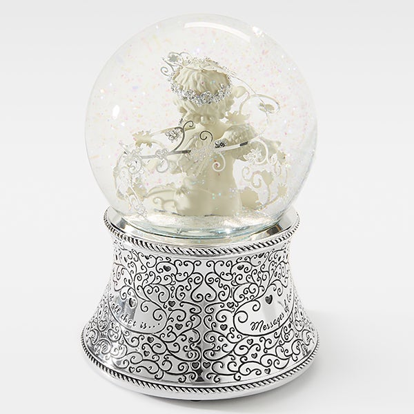 Engraved New Baby Cherub Snow Globe