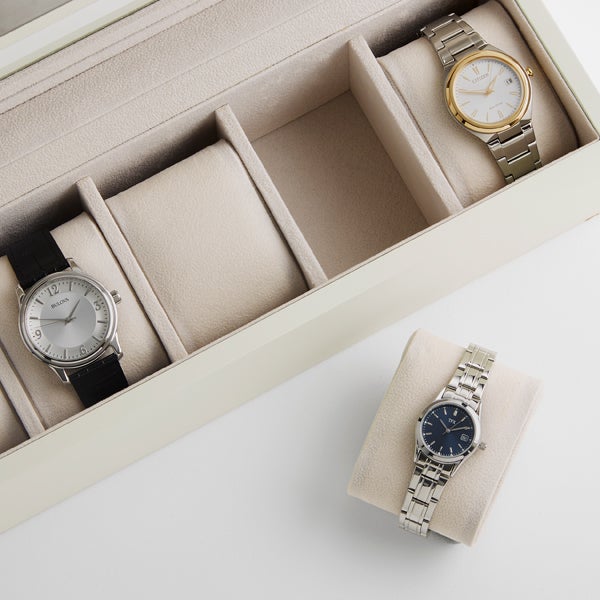 Engraved Graduation White Wooden Watch Box