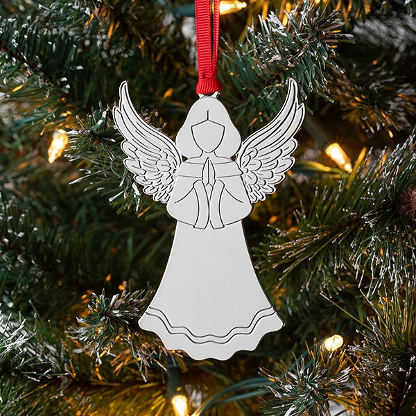 Engraved Memorial Silver Angel Ornament