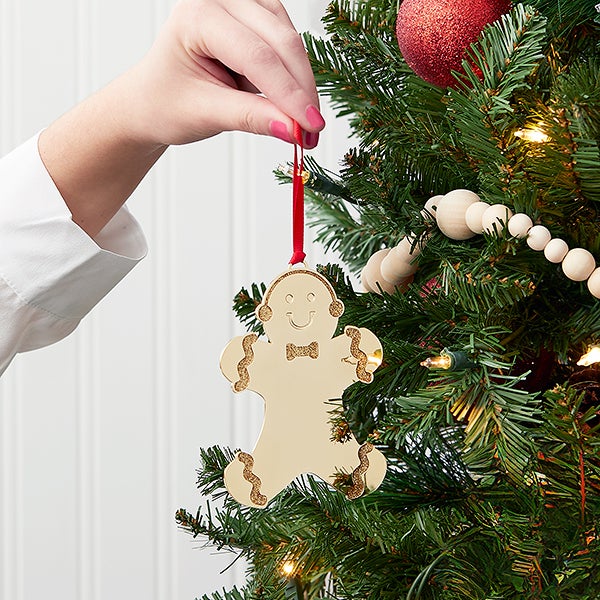 Engraved Gold Gingerbread Holiday Ornament