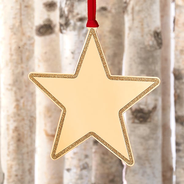 Engraved Gold Star Metal Ornament