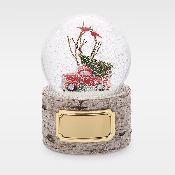 Engraved Red Vintage Truck Snow Globe