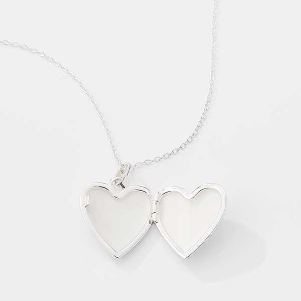 Engraved Sterling Silver Heart Locket with Diamonds Necklace