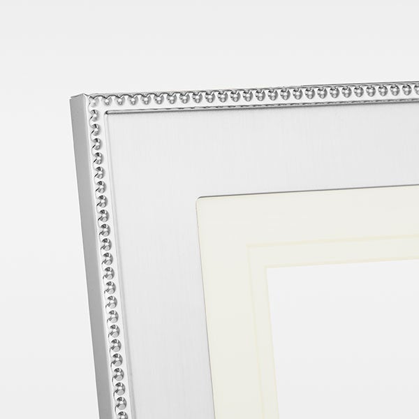 Engraved Wedding Silver Beaded Double Picture Frame