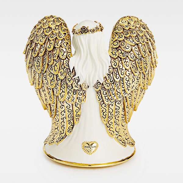 Family Gold & Ivory Guardian Angel Engraved Snow Globe