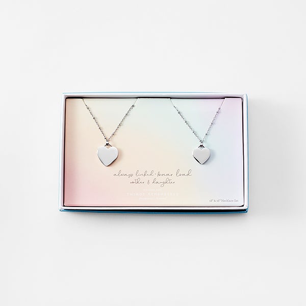 Engraved Stainless Big & Little Heart Locket Set