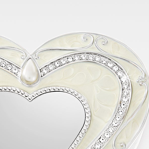 Engraved Heart Silver and Ivory Enamel Keepsake Box