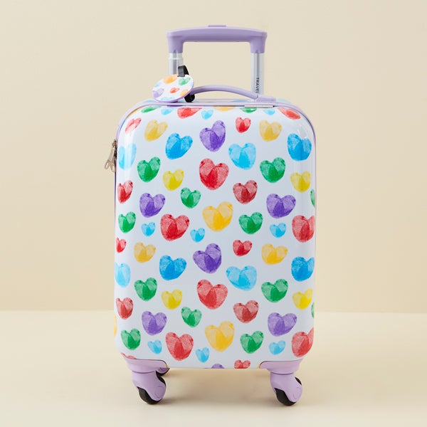 Hearts Personalized Girls Rolling Luggage Bag Set