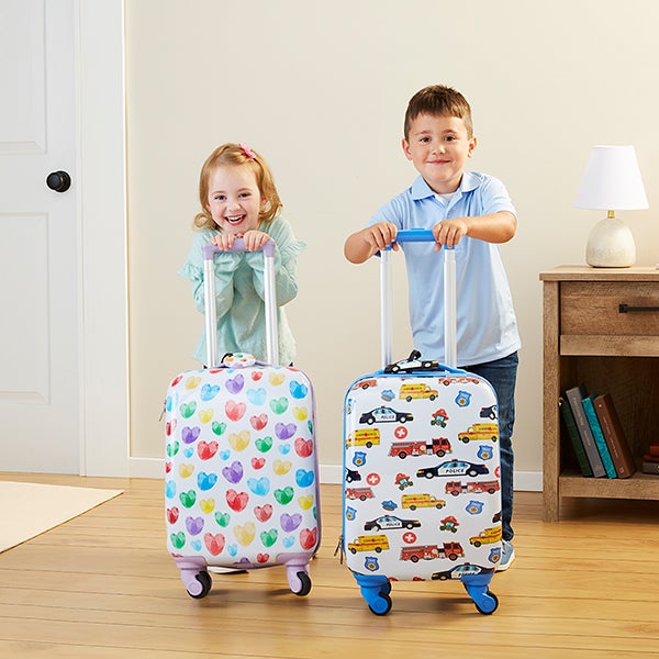 Hearts Personalized Girls Rolling Luggage Bag Set
