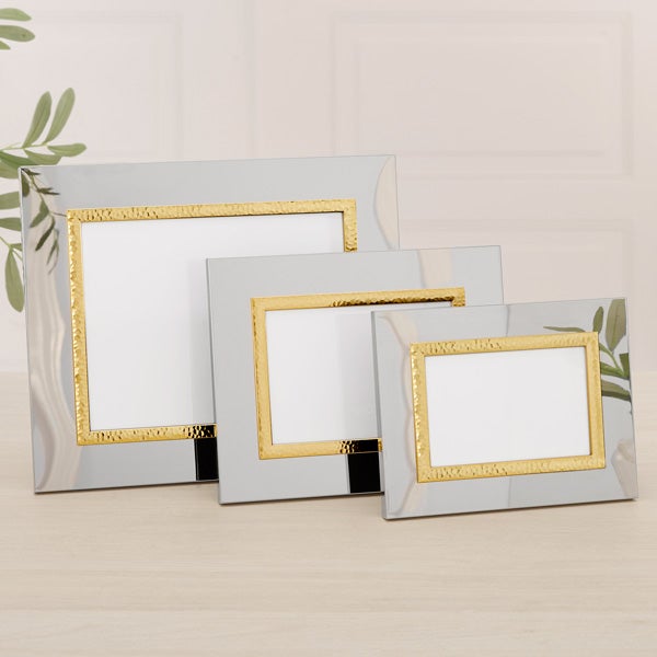Personalized Silver & Gold Anniversary Hammered Picture Frame