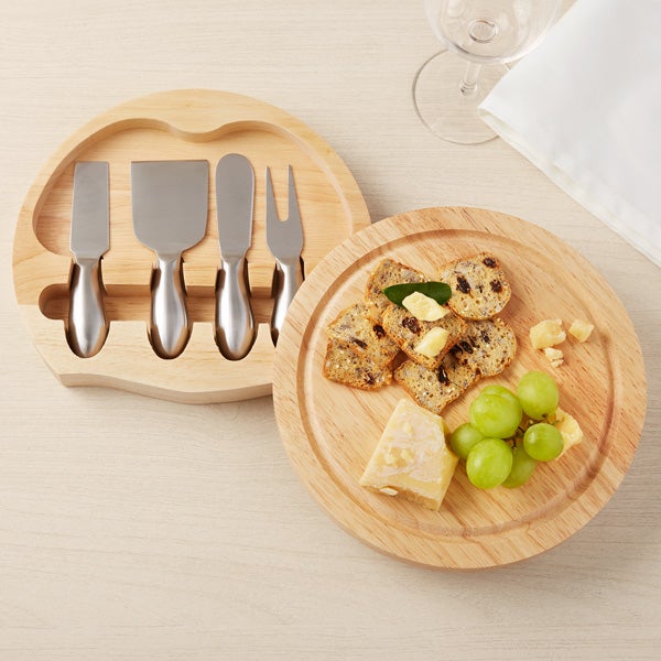 Laurel Initial Personalized Round Cheese Board & Tool Set