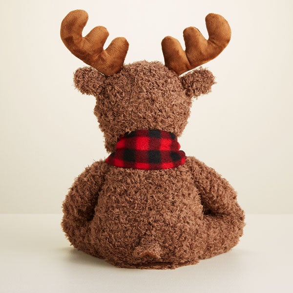 Buffalo Check Personalized Christmas Moose with Music and Movement