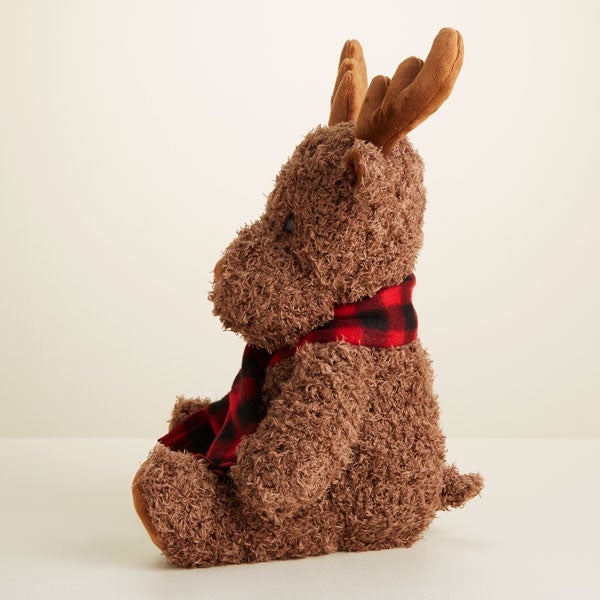 Buffalo Check Personalized Christmas Moose with Music and Movement
