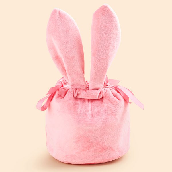 Mini Bunny Ears Embroidered Velvet Drawstring Easter Treat Bag