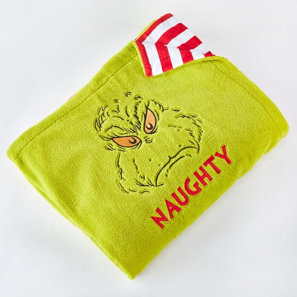 Embroidered Extra Large Grinch Family Throw
