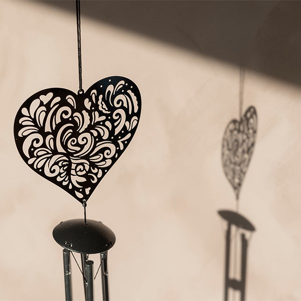 Melody Lives On Personalized Memorial Flourish Heart Wind Chime