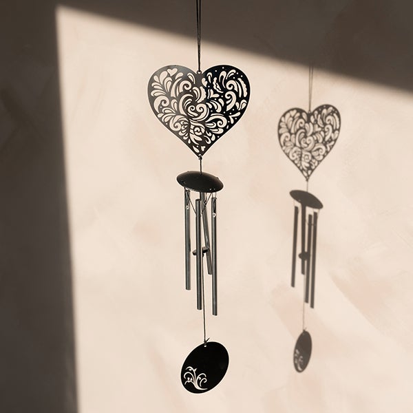Love Is A Gentle Breeze Personalized Flourish Heart Wind Chime