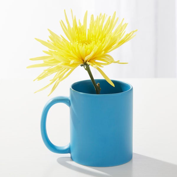 Retro Floral Personalized Coffee Mug - Blue