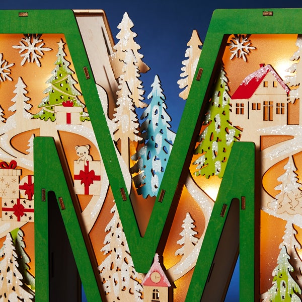 Northwood Noel Wood LED Monogram Letter - M