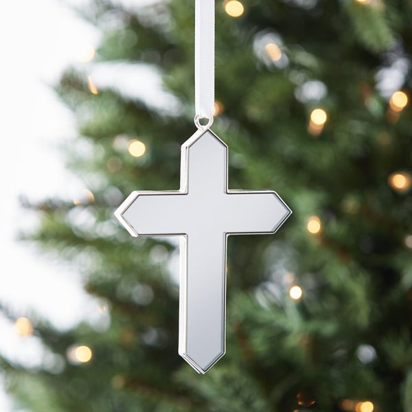 Engraved Mirrored Cross Ornament
