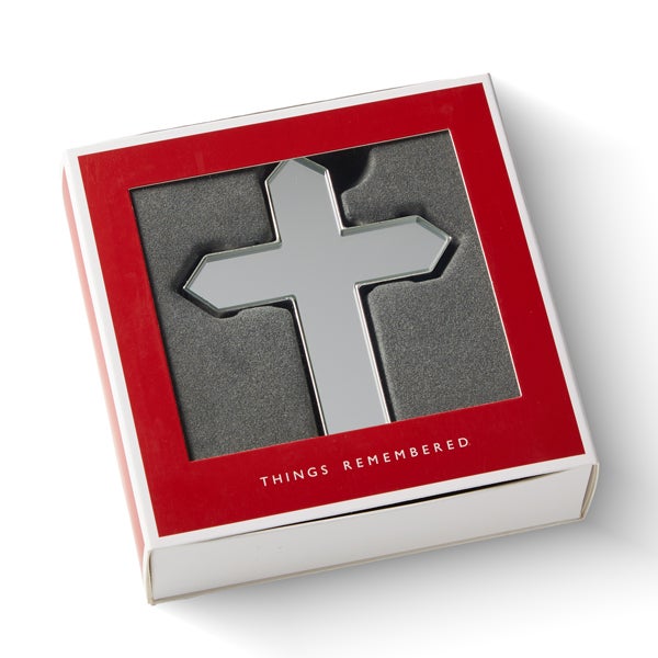 Engraved Mirrored Cross Ornament