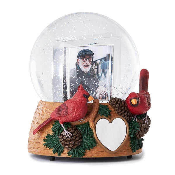 Engraved Cardinal Photo Snow Globe