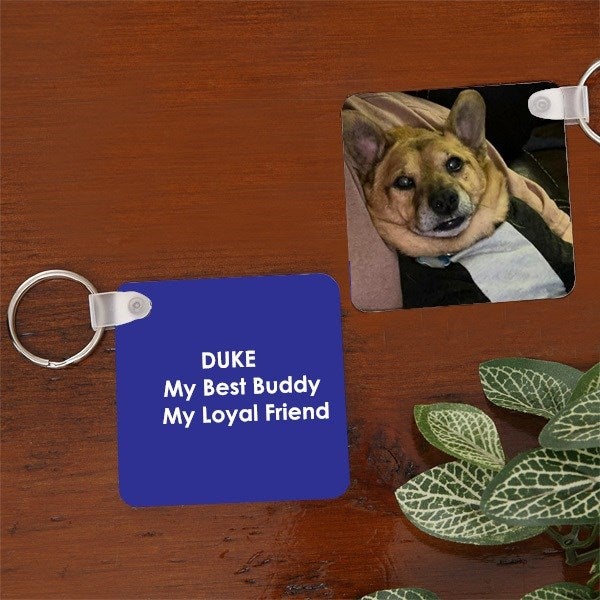 Dog Lover Custom DIY Dog Photo Cool Black Rectangle Keychain I Love Dog ...